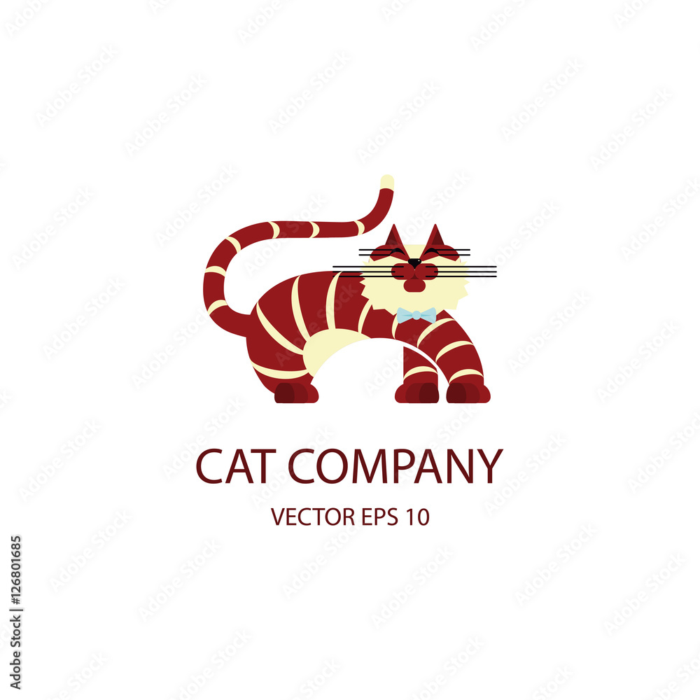 Cat logo template in modern flat design isolated on white background ...