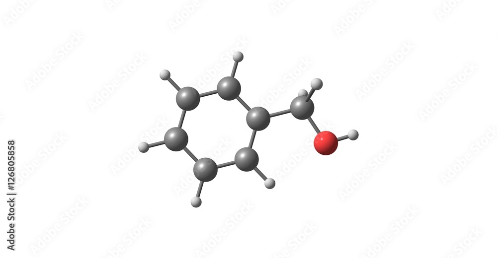 Benzyl alcohol molecular structure isolated on white Stock Illustration ...