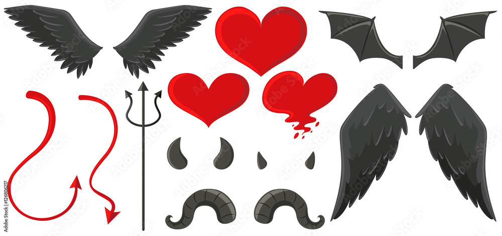 Angel wings and devil horns Stock Vector | Adobe Stock