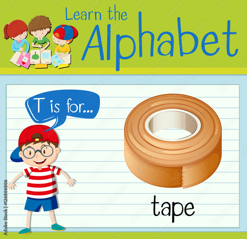 Flashcard letter T is for tape Stock Vector | Adobe Stock