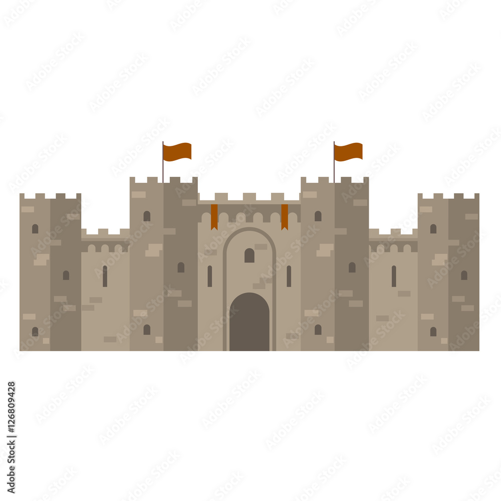 Medieval castle with fortified wall and towers Stock Vector | Adobe Stock