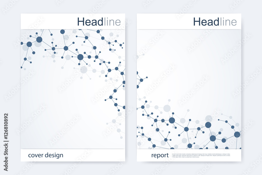 Scientific brochure design template. Vector flyer layout, Molecular ...
