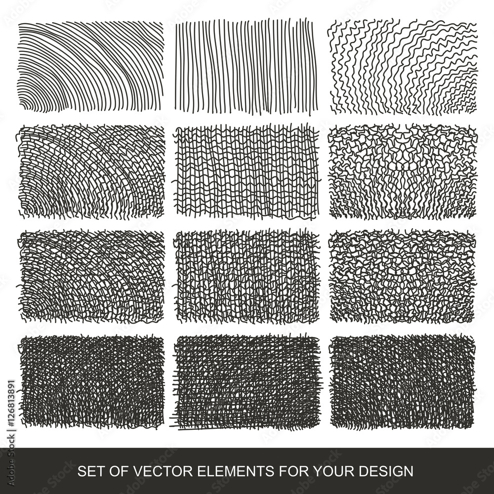 Set drawing gradient texture brushes. Hand-drawn abstract design Stock ...