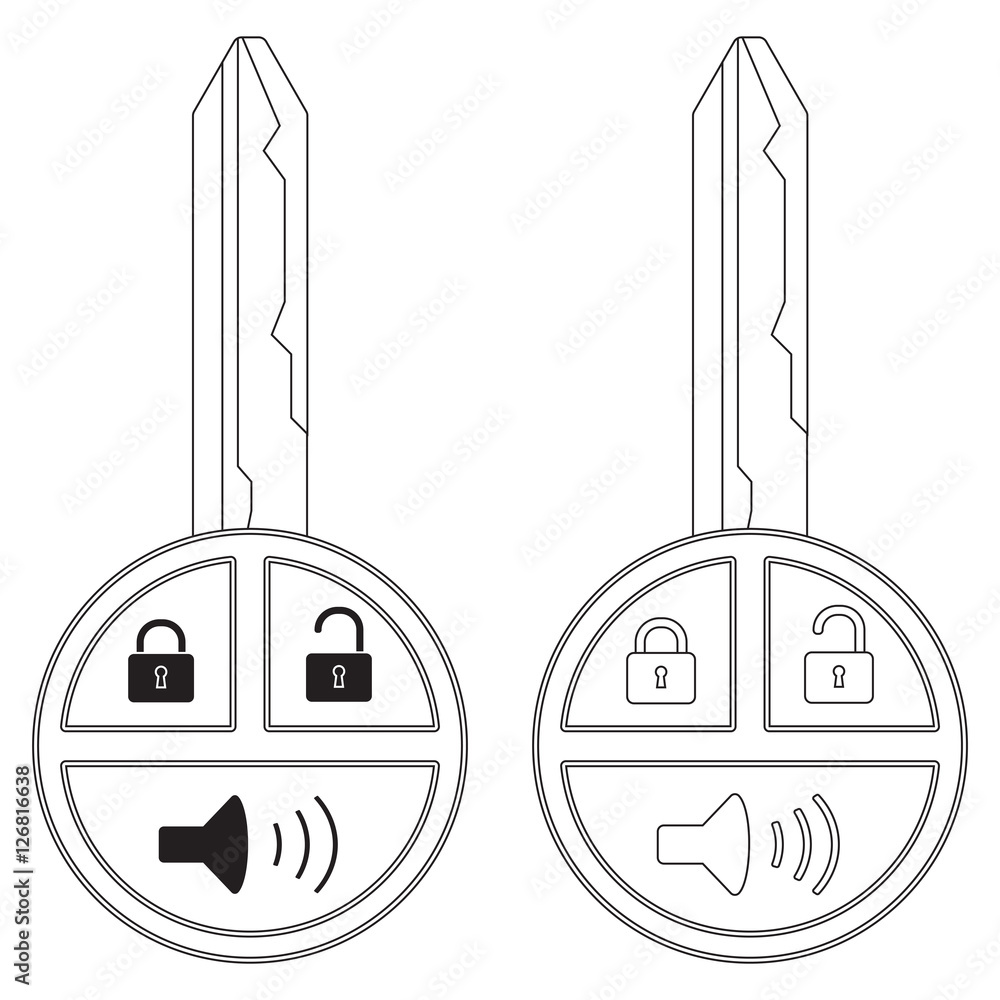 Car key outline Stock Vector | Adobe Stock