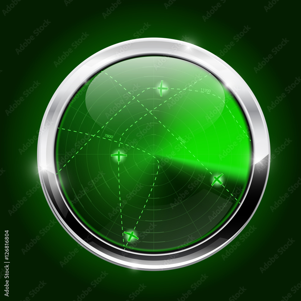 Radar. Green light scanning Stock Vector | Adobe Stock