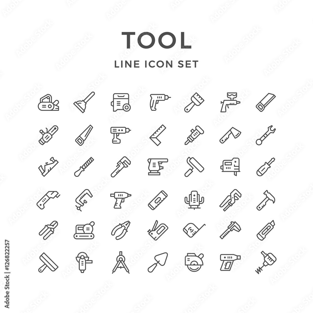 Set line icons of tool Stock Vector | Adobe Stock