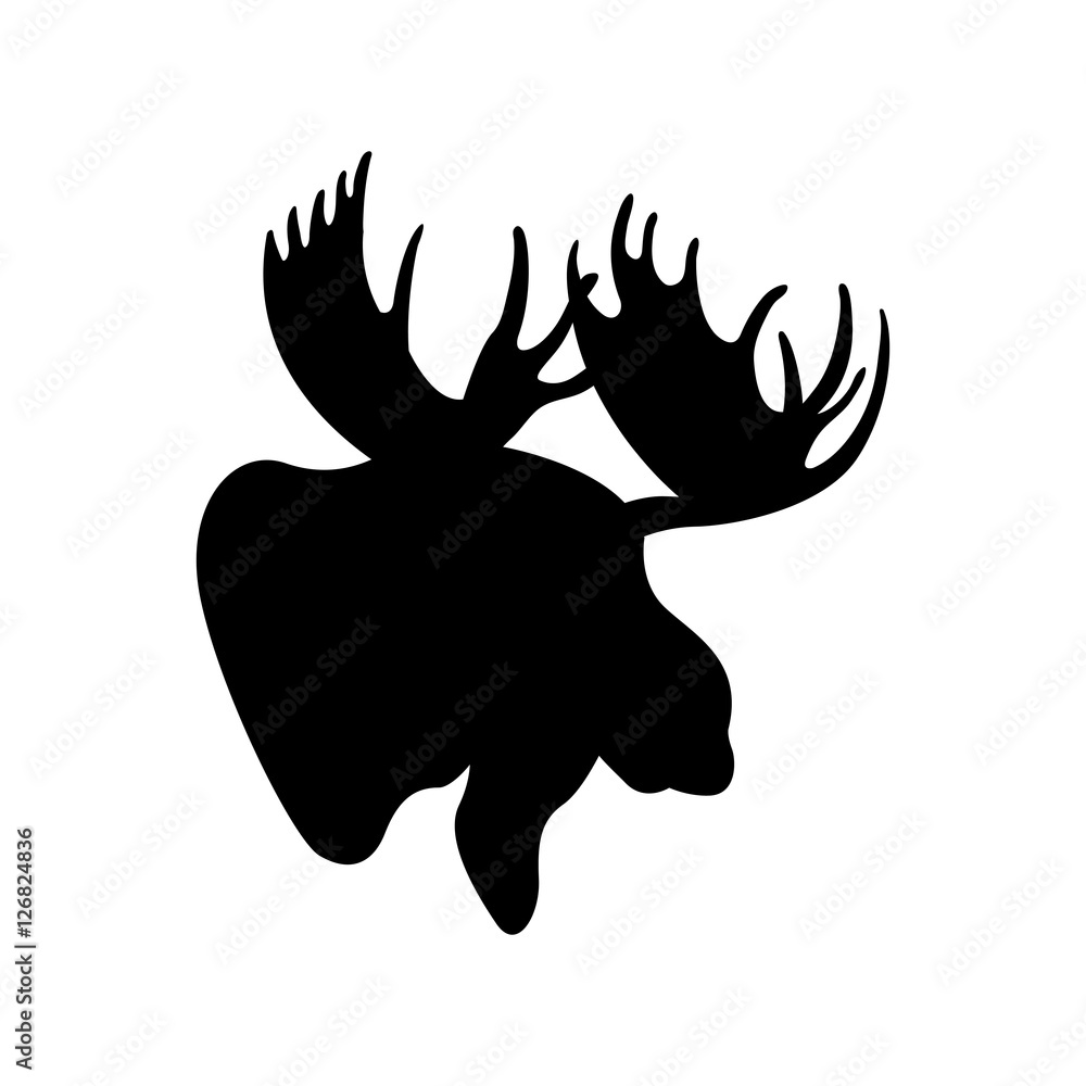 Moose head profile vector illustration black silhouette Stock Vector ...