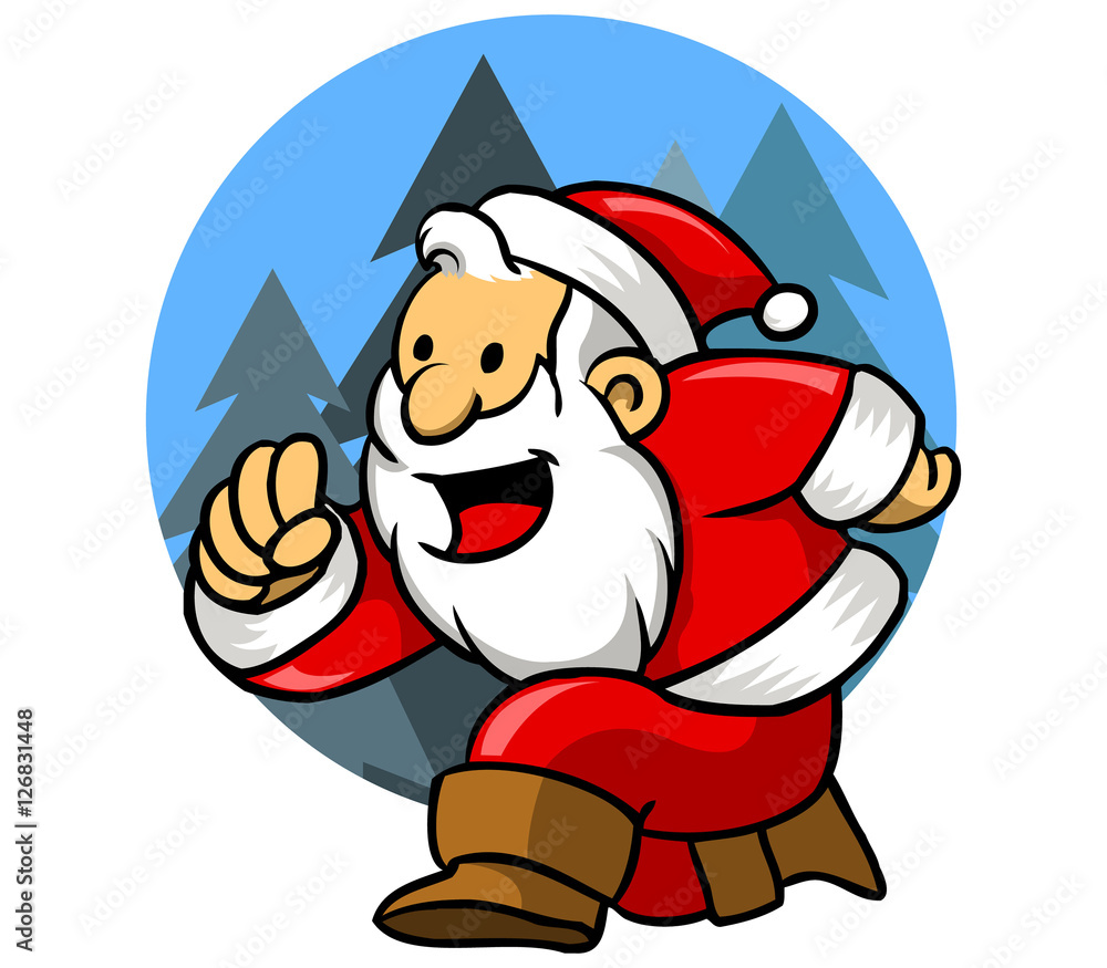 Vector illustration of running Santa Stock Vector | Adobe Stock