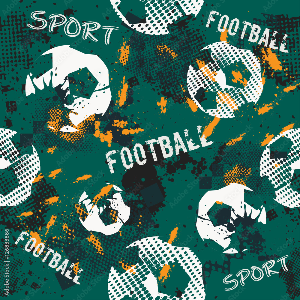 Abstract seamless pattern for boys. Football pattern. Grunge urban ...