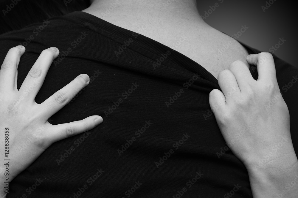 woman grab a man back with pleasure Stock Photo | Adobe Stock
