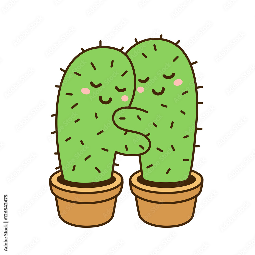 cactus hug illustration Stock Vector | Adobe Stock