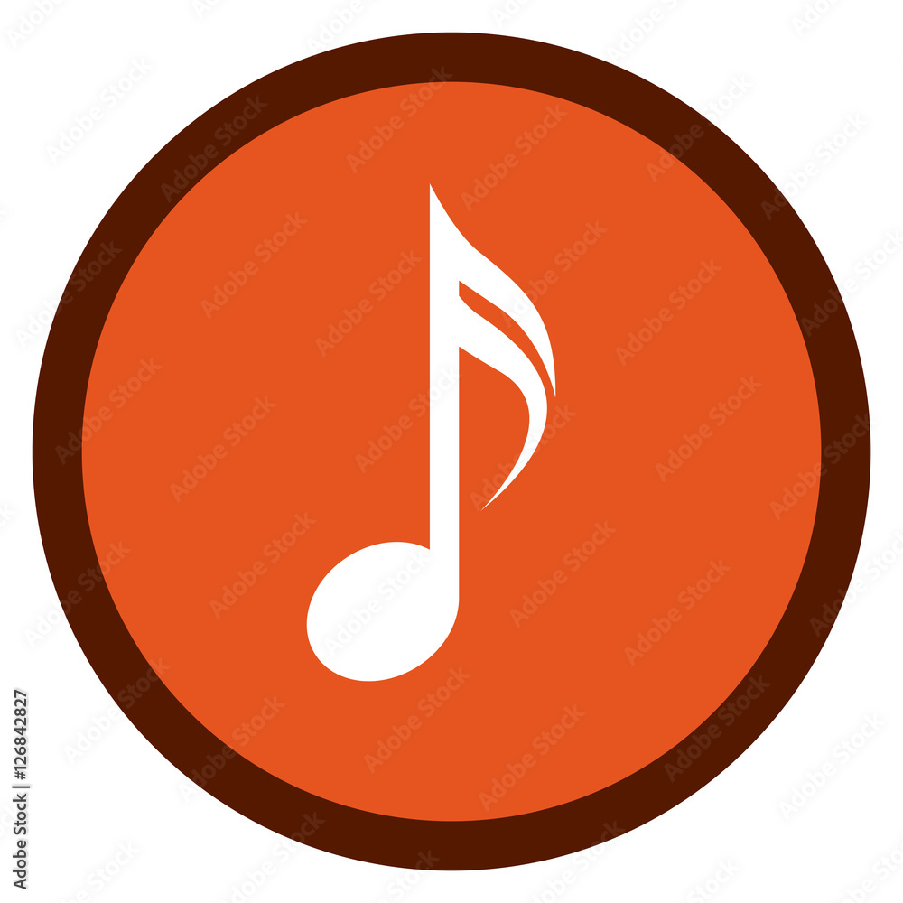 Music note inside button micon. Sound melody pentagram and musical ...
