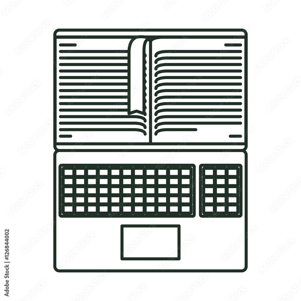 Book and laptop icon. Ebook download elearning reading and electronic ...