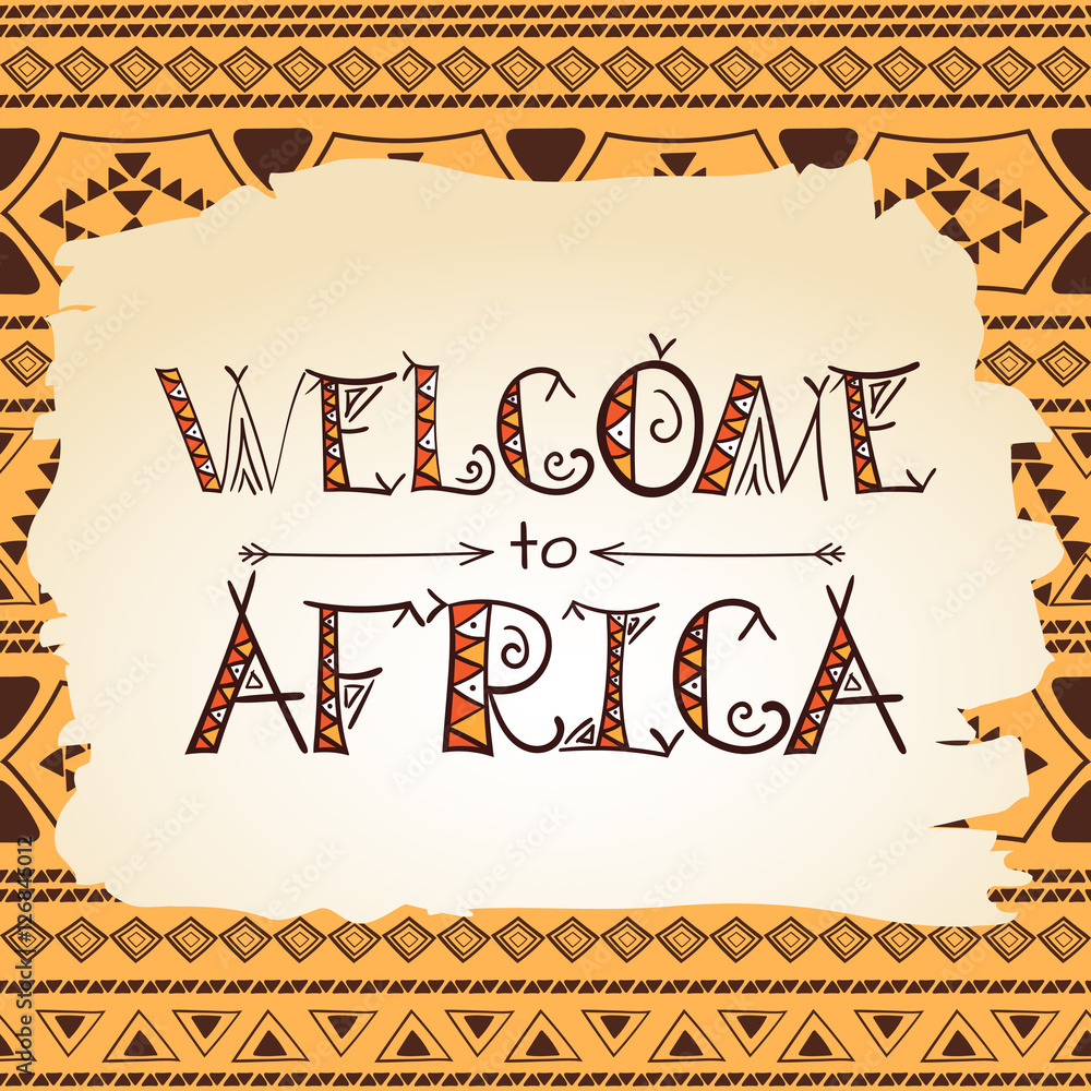Welcome to Africa tribal banner design. Ethnic typography design. Boho ...