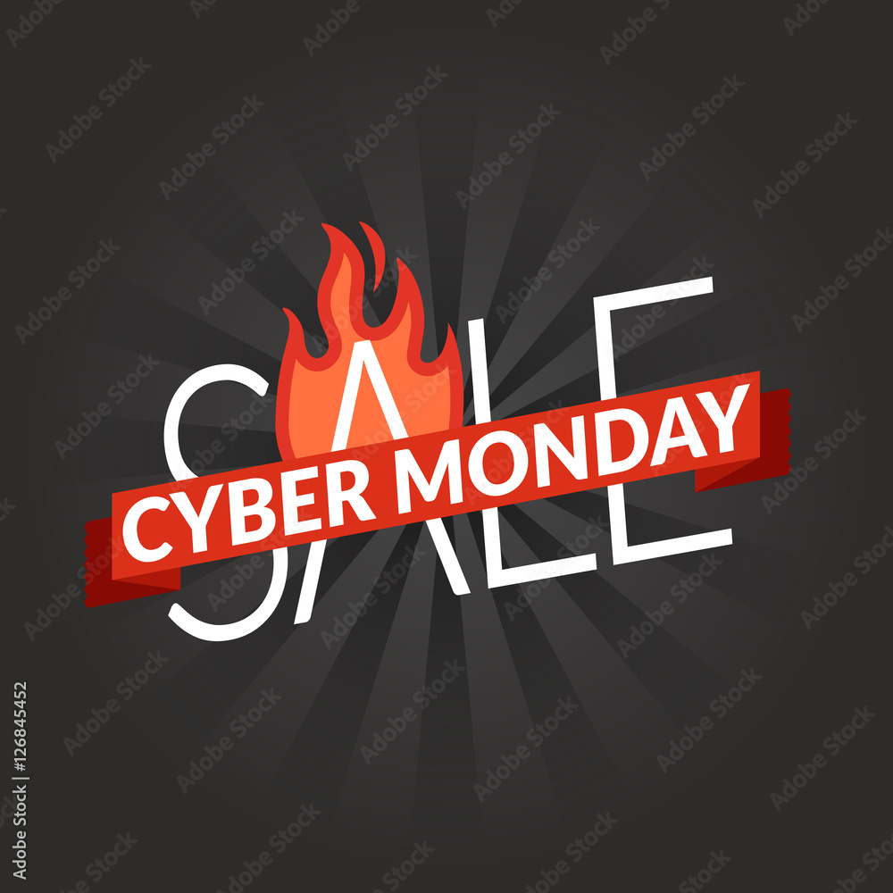 Cyber monday sale shopping banner. Vector logo illustration vector de ...