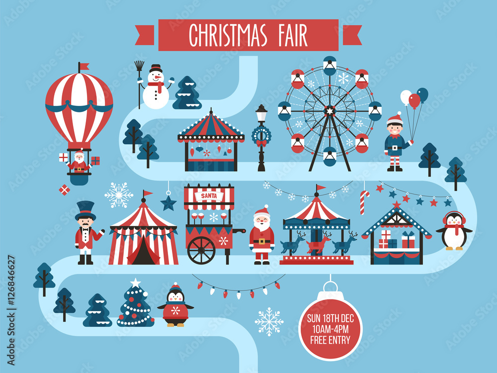 Christmas market and holiday fair poster design Stock Vector | Adobe Stock