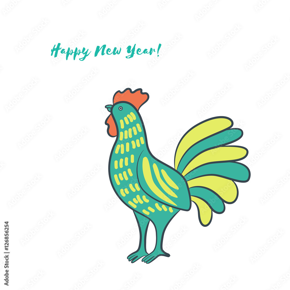 Green rooster/Rooster green and yellow colors Stock Vector | Adobe Stock