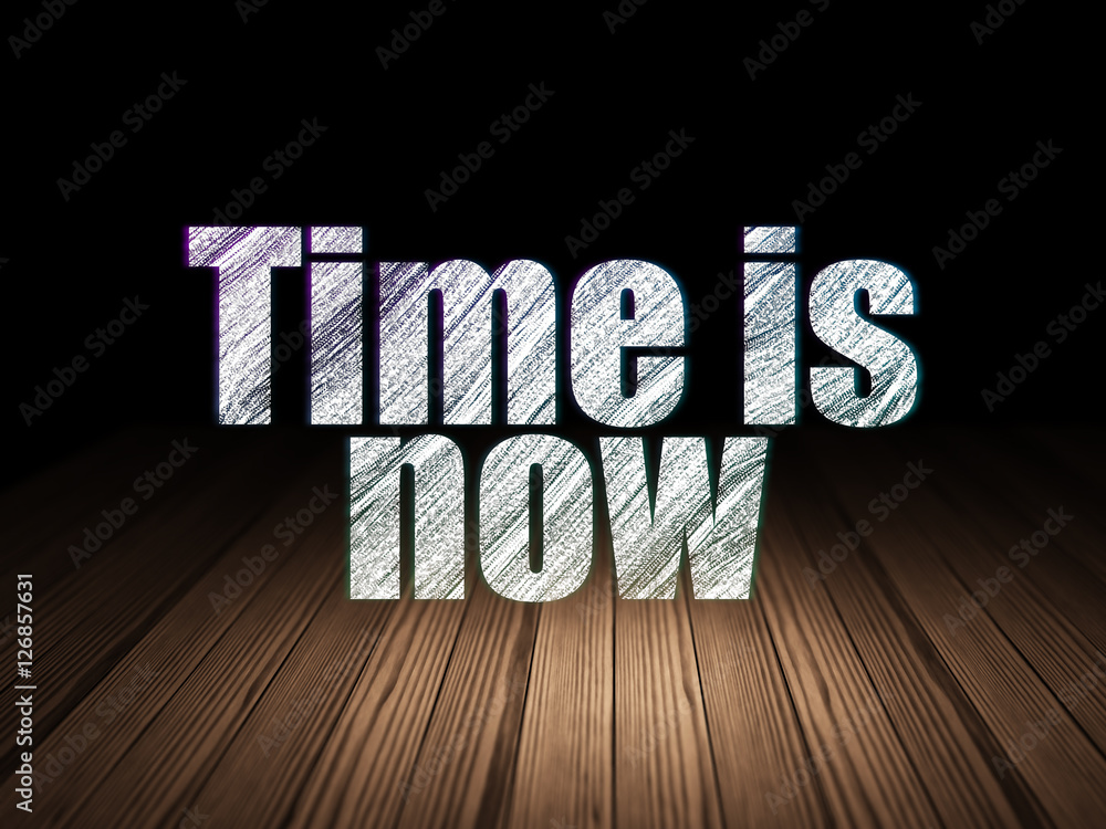 Time concept: Time is Now in grunge dark room Stock Illustration ...