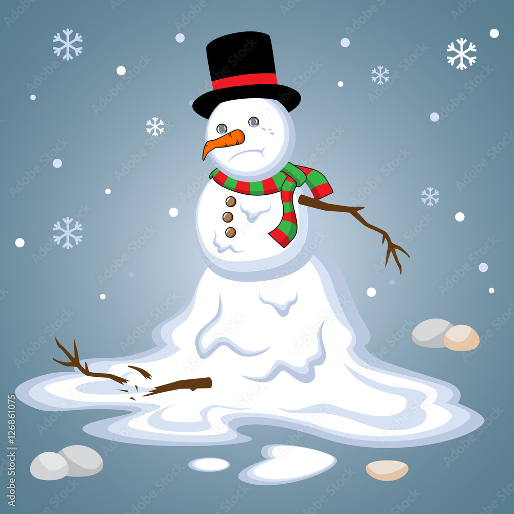 Melting snowman winter blues away cute winter wallpaper. Sad, cry ...