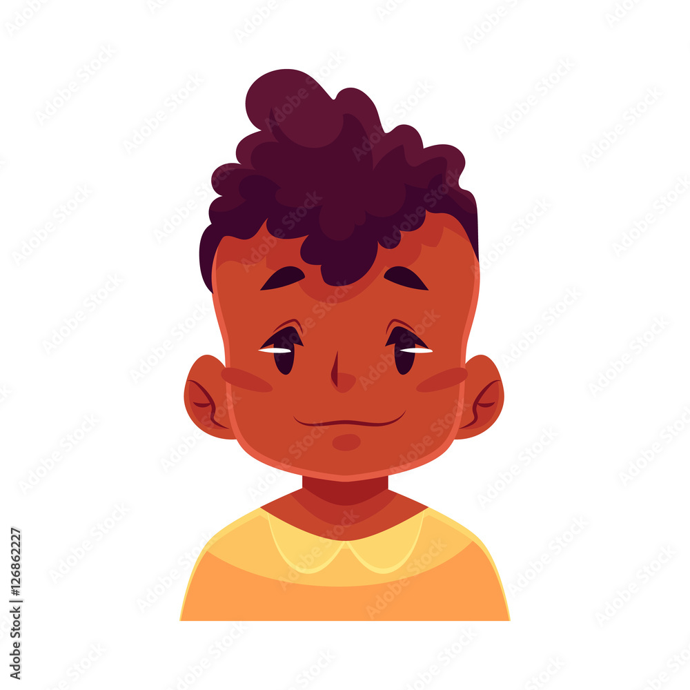 Little boy face, neutral facial expression, cartoon vector ...