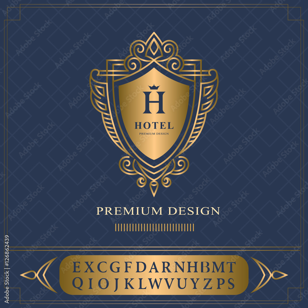 Monogram design elements, graceful template. Elegant line art logo ...