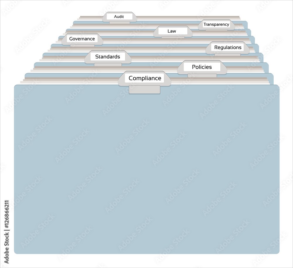 Foto Stock Compliance regulation Policies in File Folders with ...