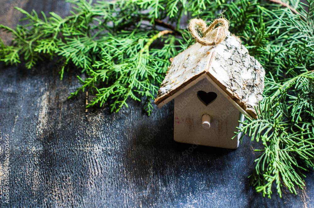 Christmas frame with festive tree Stock Photo | Adobe Stock