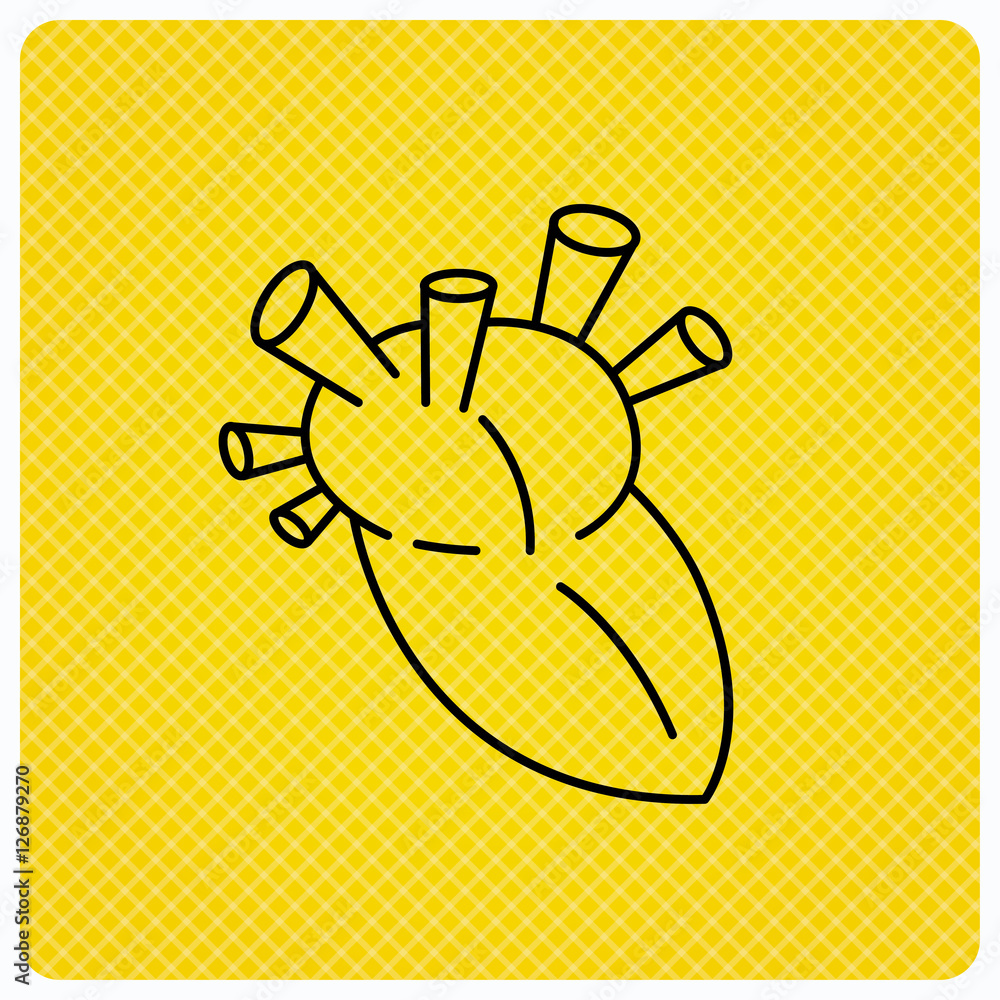 Heart icon. Human organ sign. Surgical transplantation symbol. Linear ...