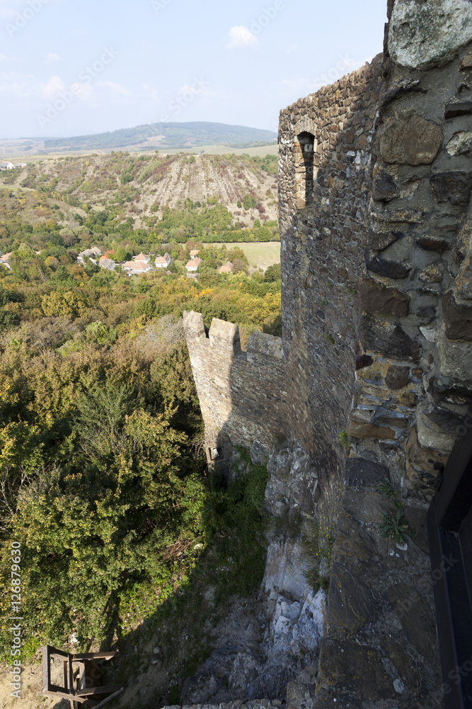 Fortified Wall of Holloko castle Hungary. 13th century medieval castle ...