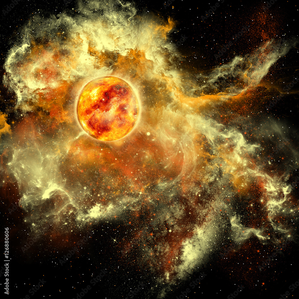 Sun Evolution - A sun gathers surrounding matter and plasma to become a ...