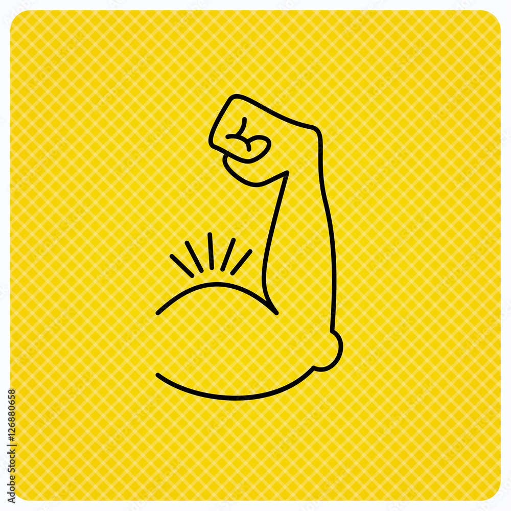 Biceps muscle icon. Bodybuilder strong arm sign. Weightlifting fitness ...