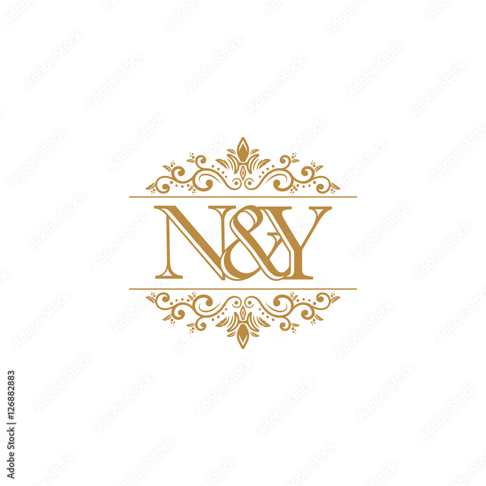 N&Y Initial logo. Ornament gold Stock Vector | Adobe Stock