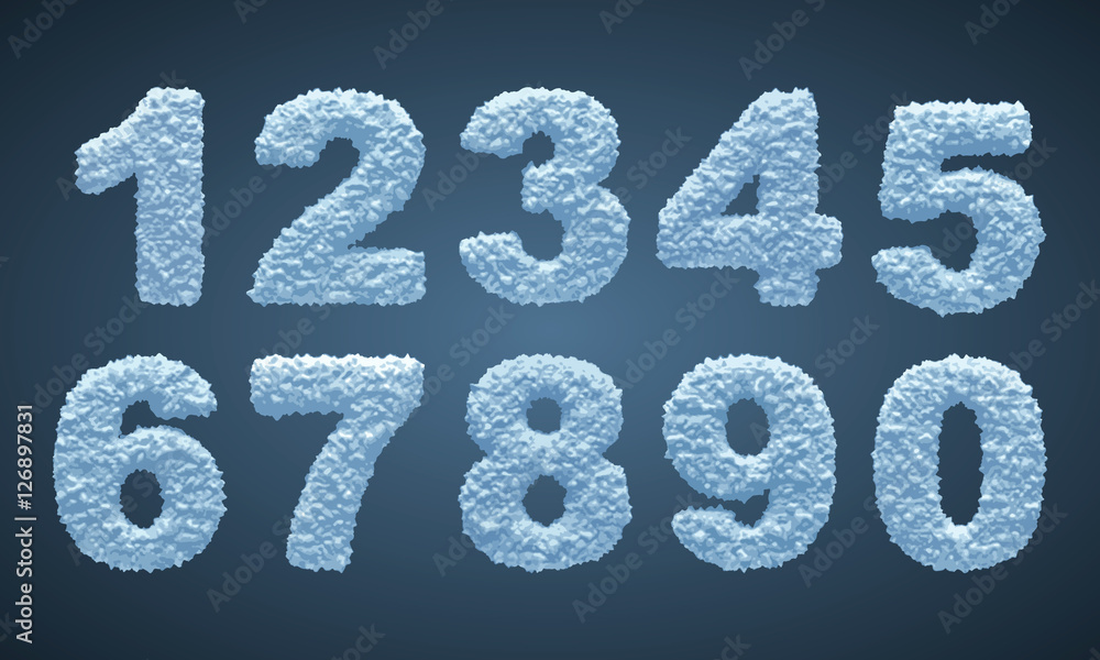 Photo & Art Print Blue snowy numbers, winter font., samserius