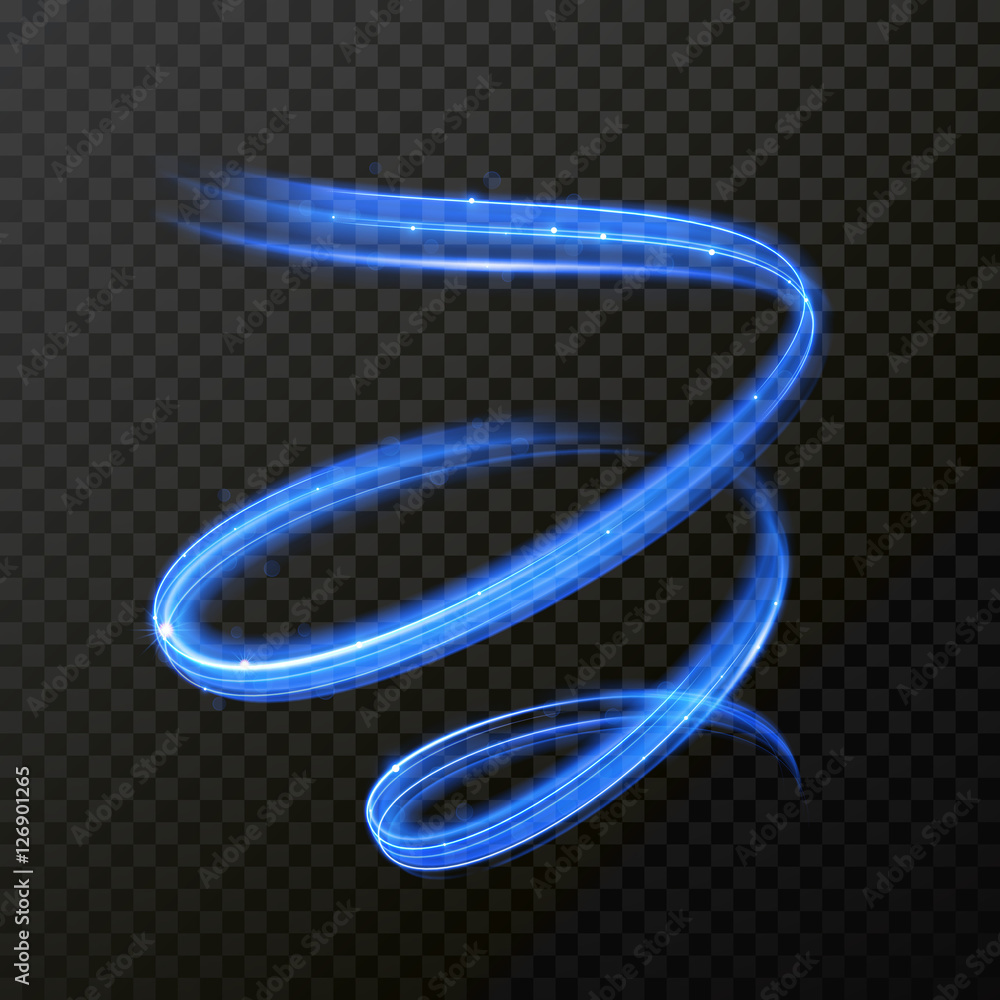 Neon blue fire swirl spiral vector light trail trace Stock Vector ...