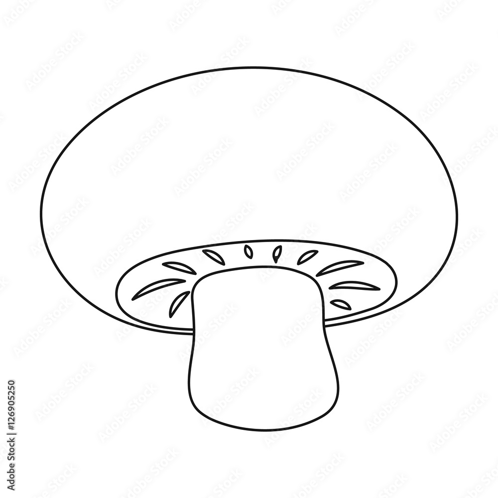 Champignon icon in outline style isolated on white background. Mushroom ...