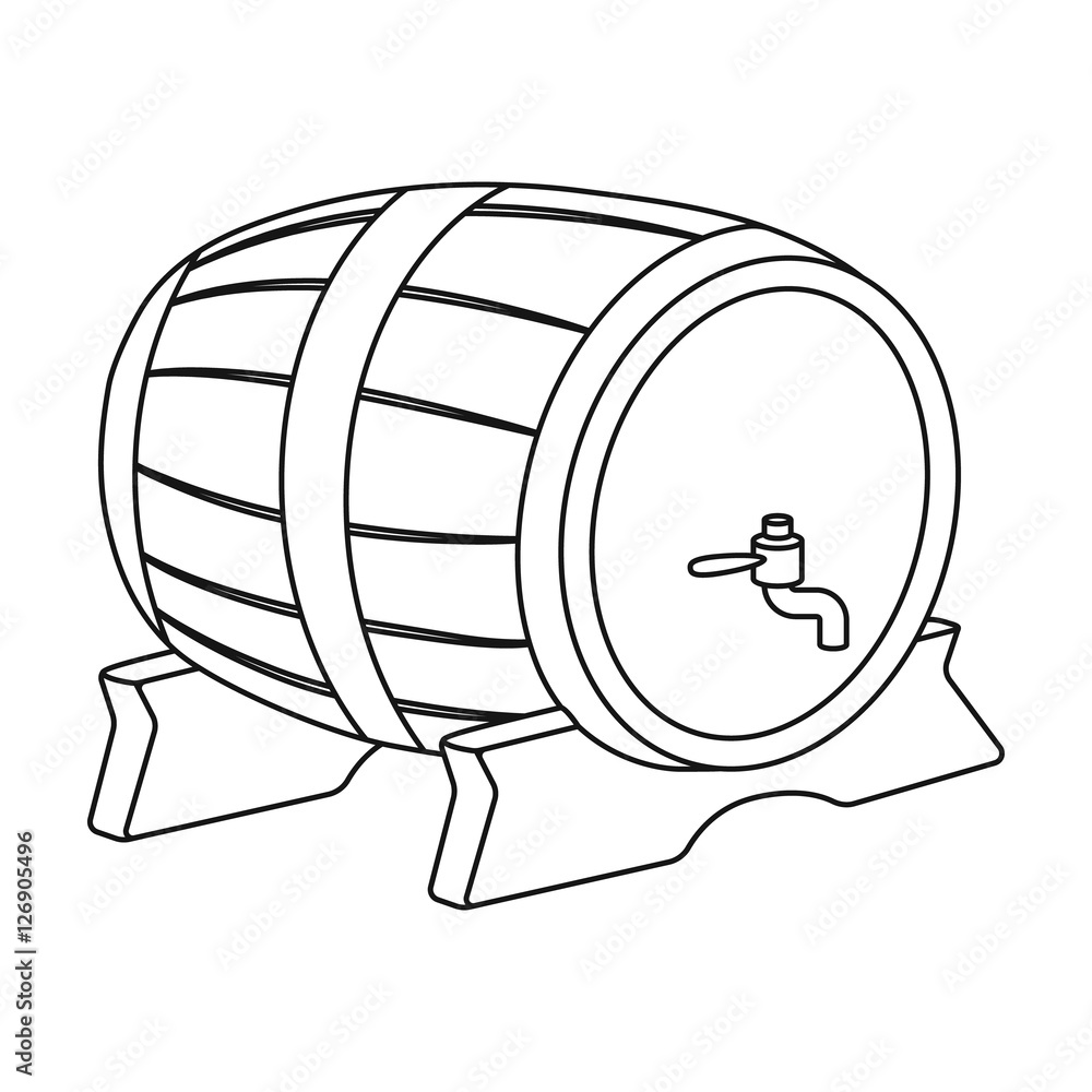 Beer barrel icon in outline style isolated on white background ...