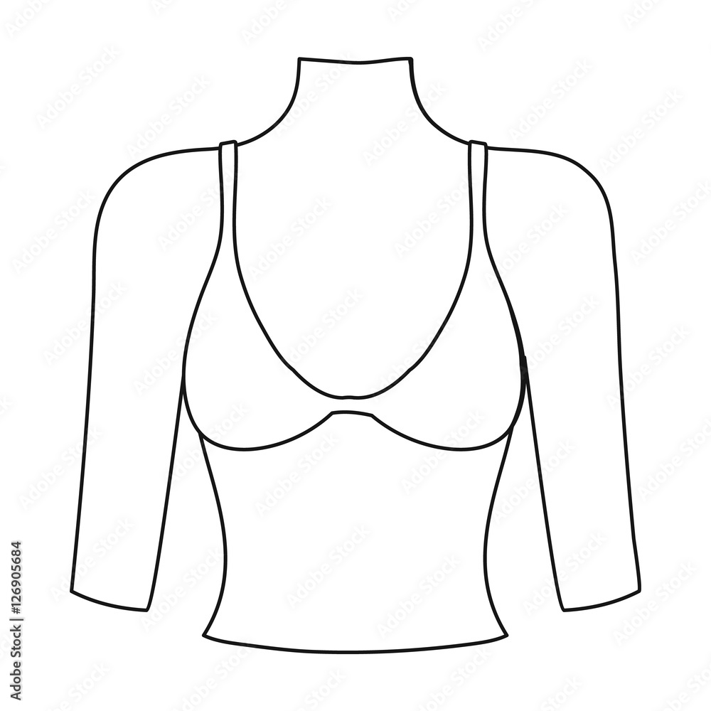 Breast icon in outline style isolated on white background. Part of body ...