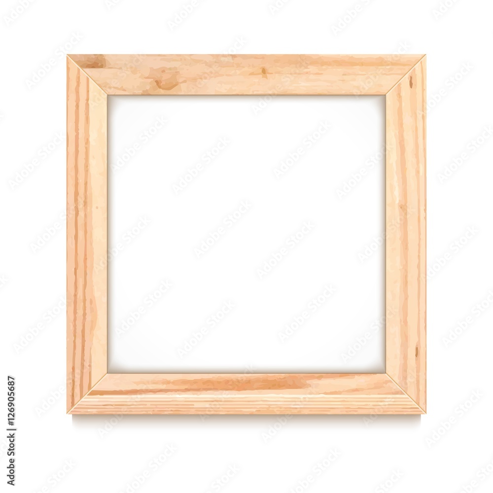 Realistic square wooden frame, isolated on white background. Vector ...