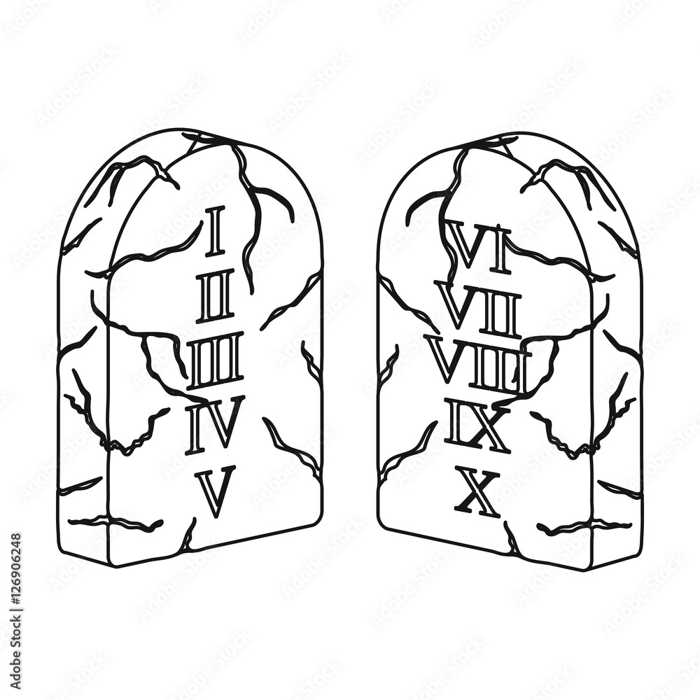Ten Commandments icon in outline style isolated on white background ...