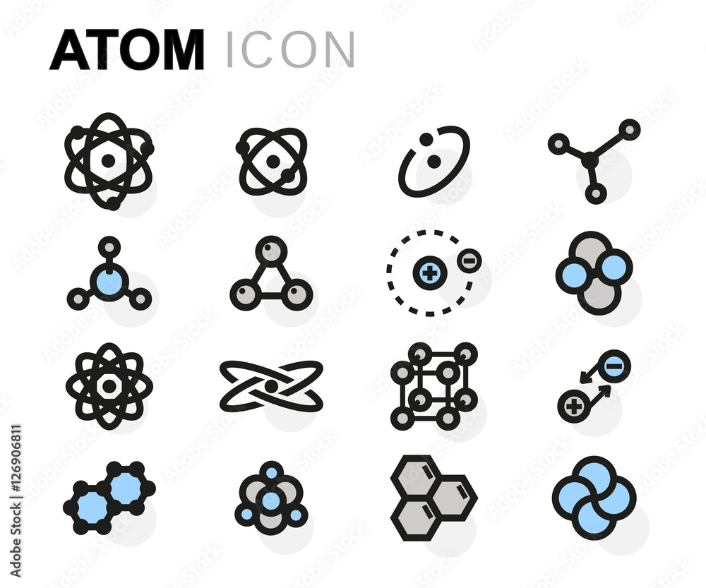 Vector flat atom icons set Stock-Vektorgrafik | Adobe Stock