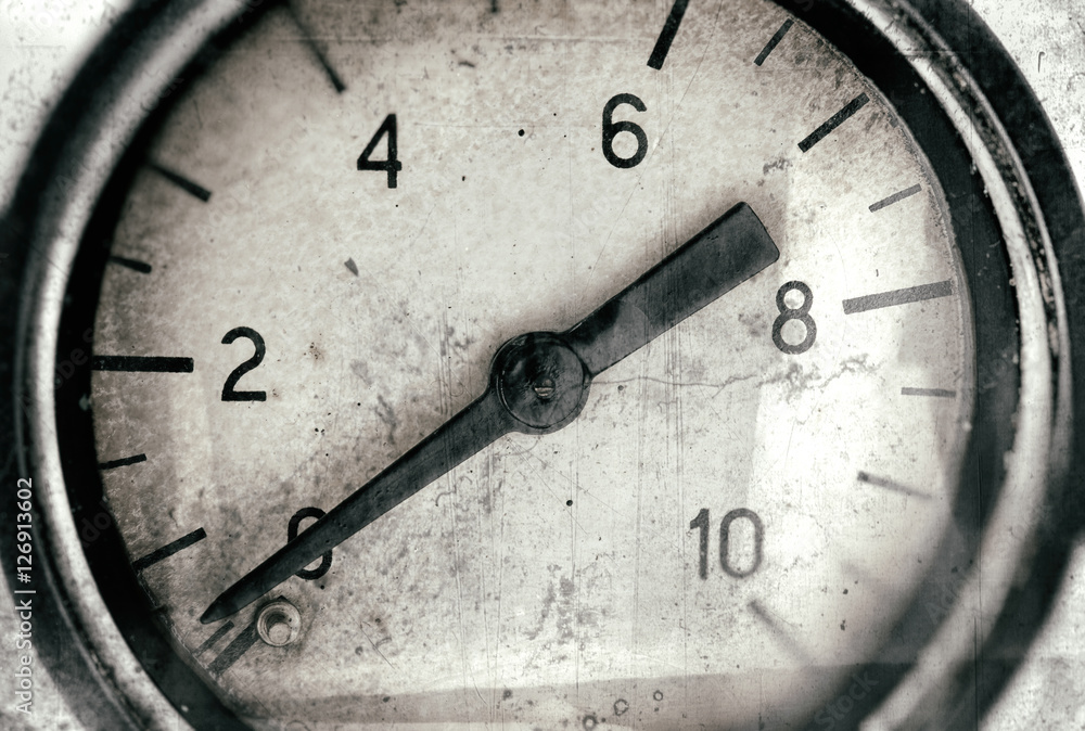 The old vintage measuring device with a scale from 0 to 10, and the ...