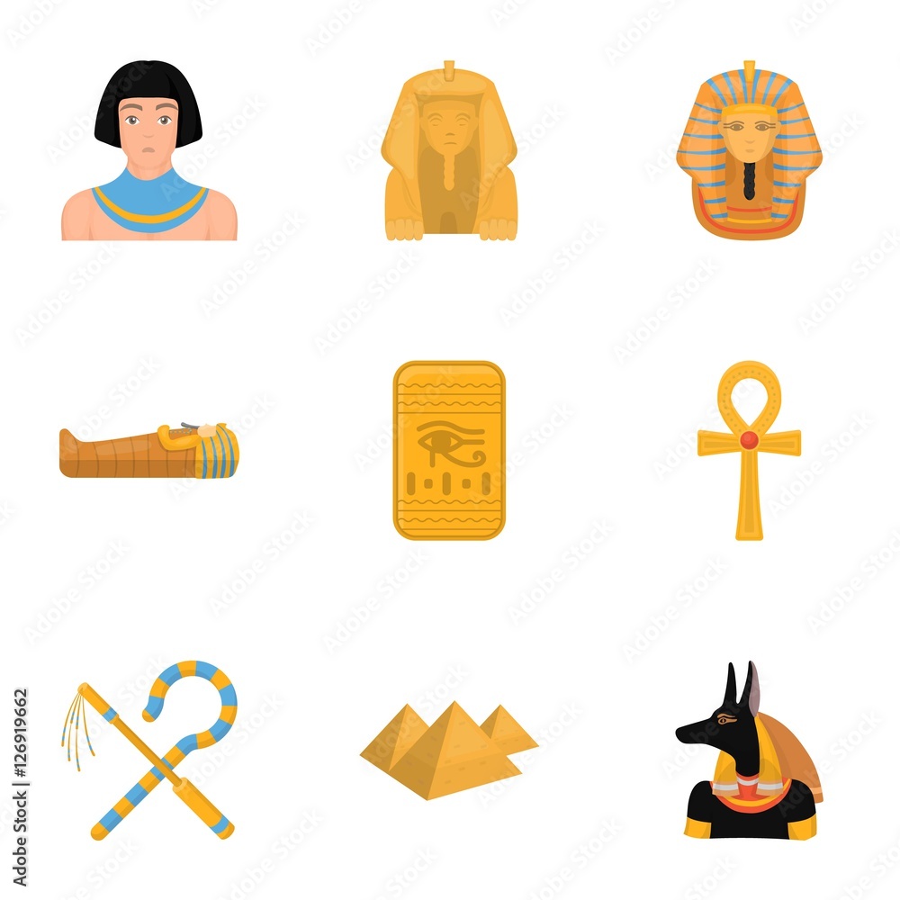 Ancient Egypt set icons in cartoon style. Big collection of ancient ...