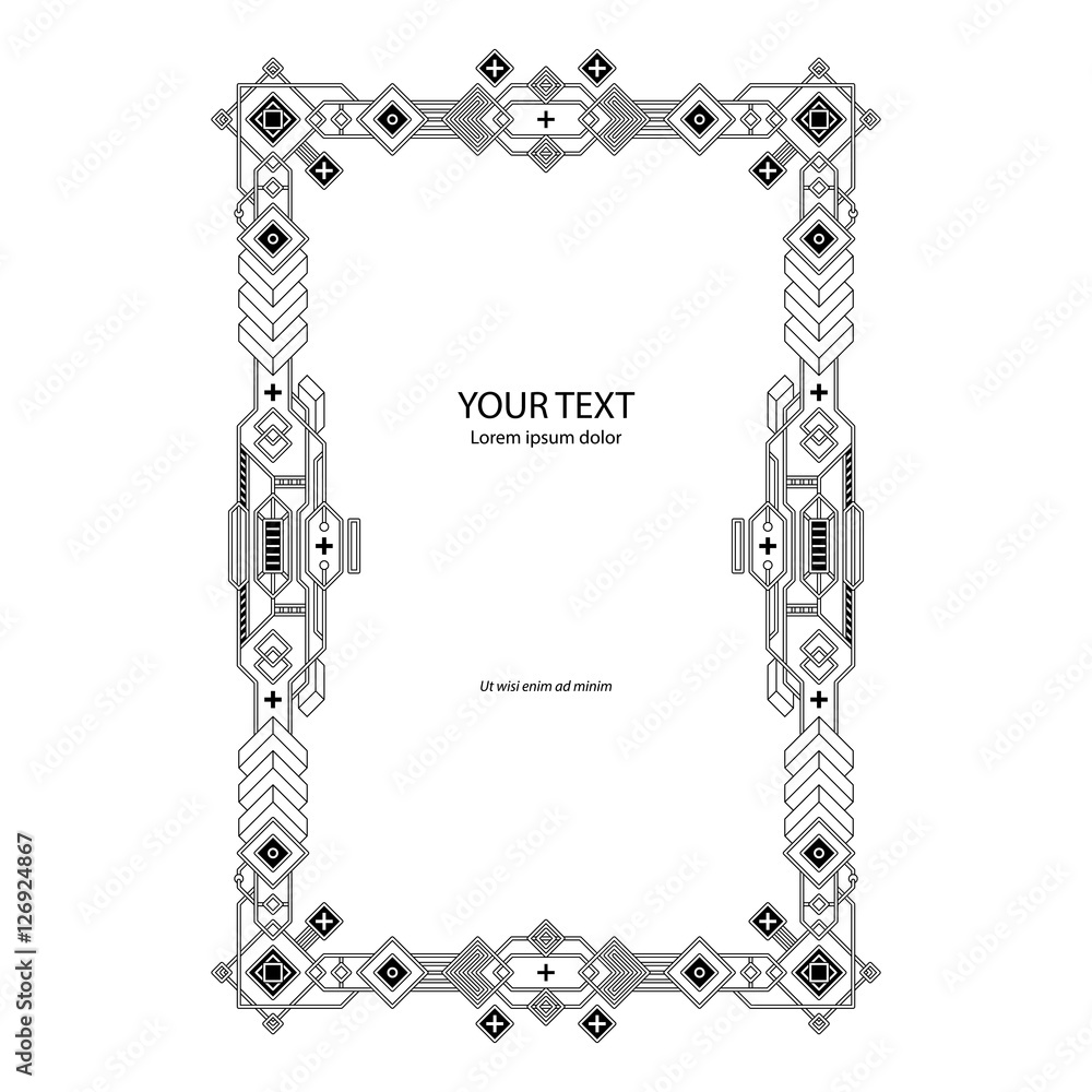 Geometric border template on white background. Stock Vector | Adobe Stock