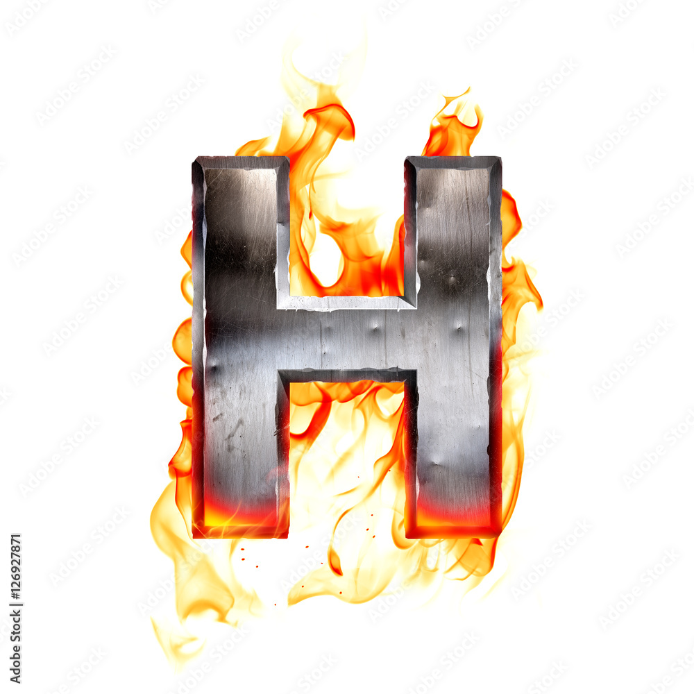 Metallic letter on fire Stock Illustration | Adobe Stock