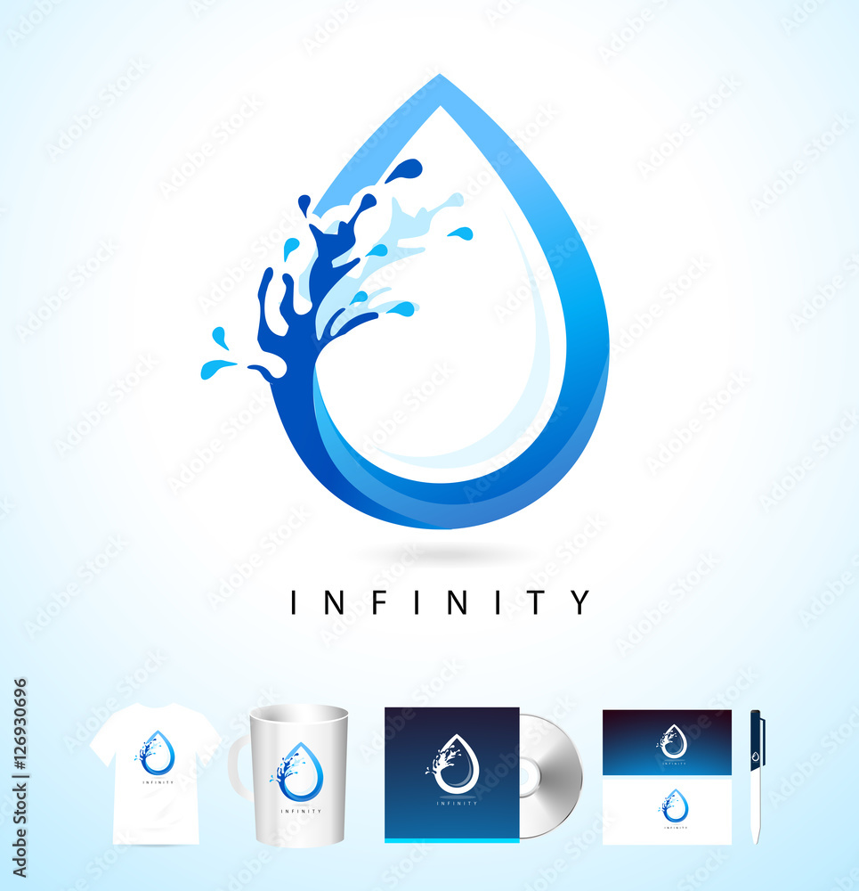 Water Drop Logo. Vector Water Drop Design with Splash. Creative Water ...