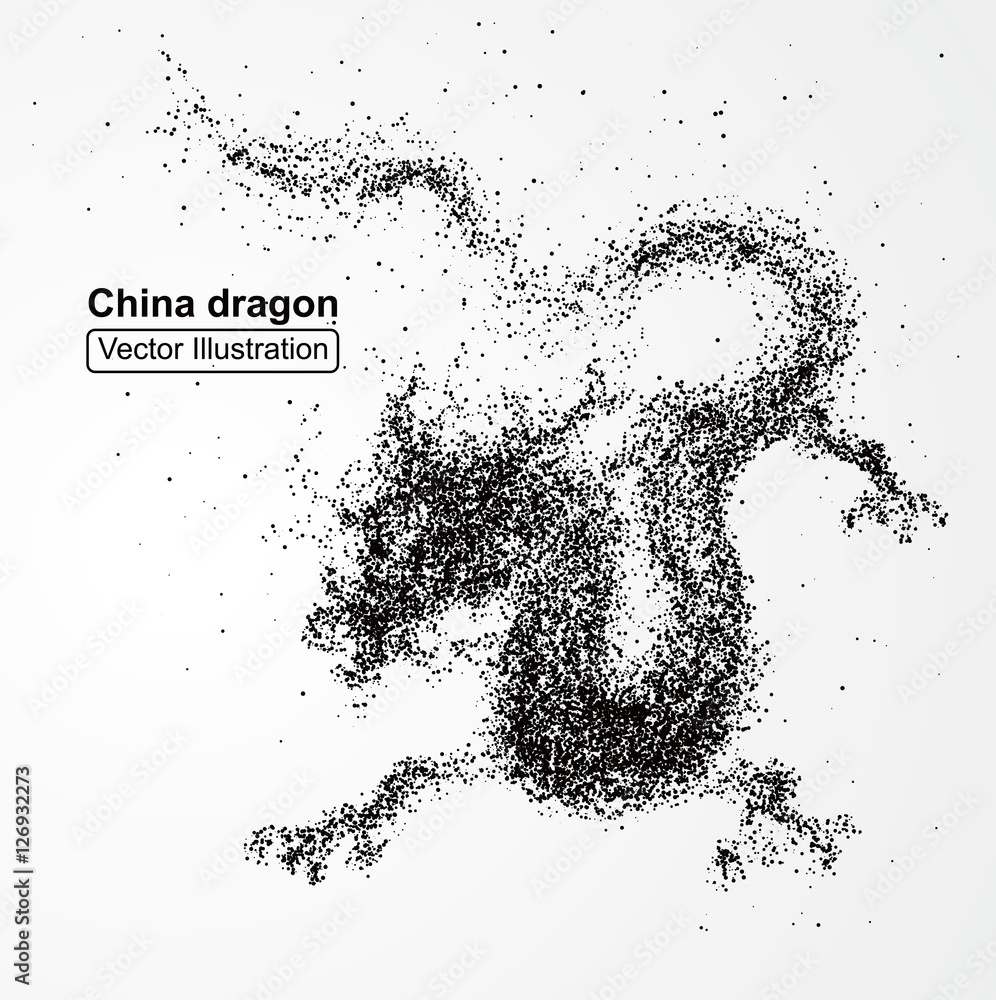 Chinese dragon composed of particles, vector illustration composition ... Chinese dragon composed of particles, vector illustration composition ...