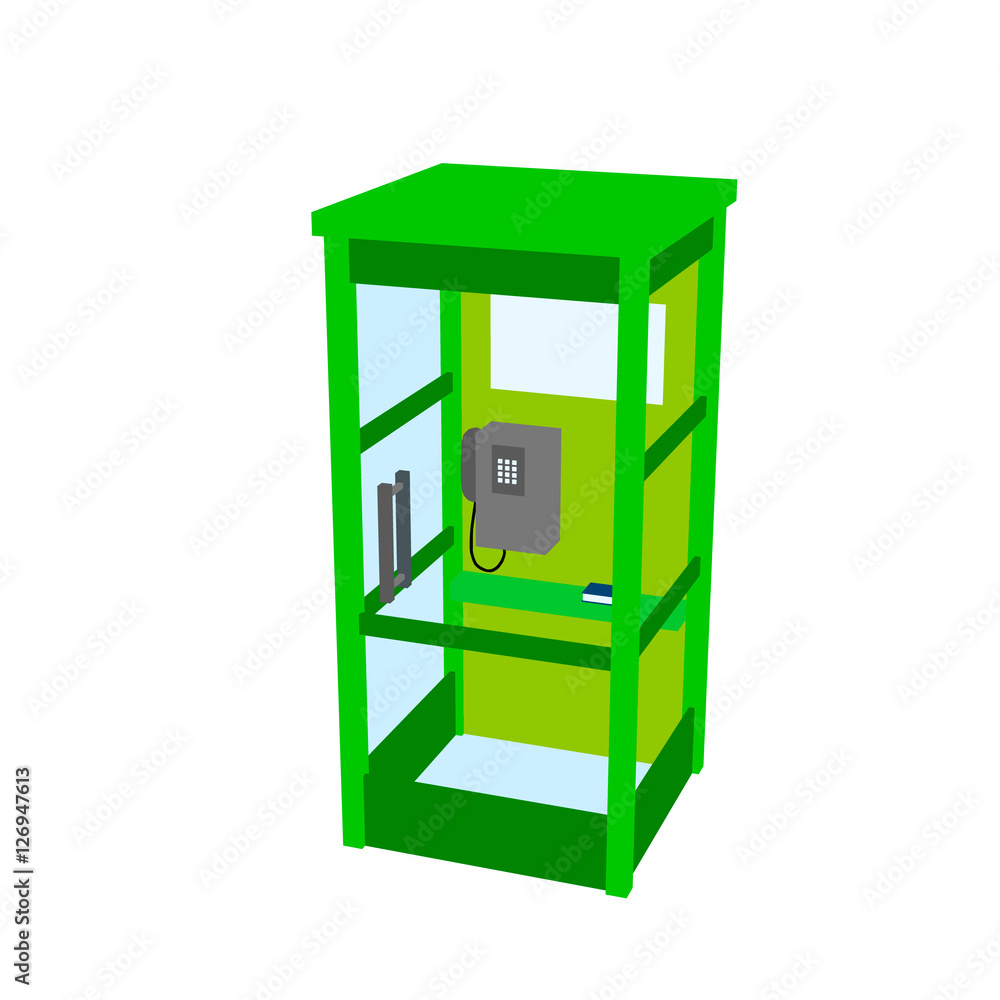 Phone booth. Isolated on white. Vector illustration.Flat style. Stock ...