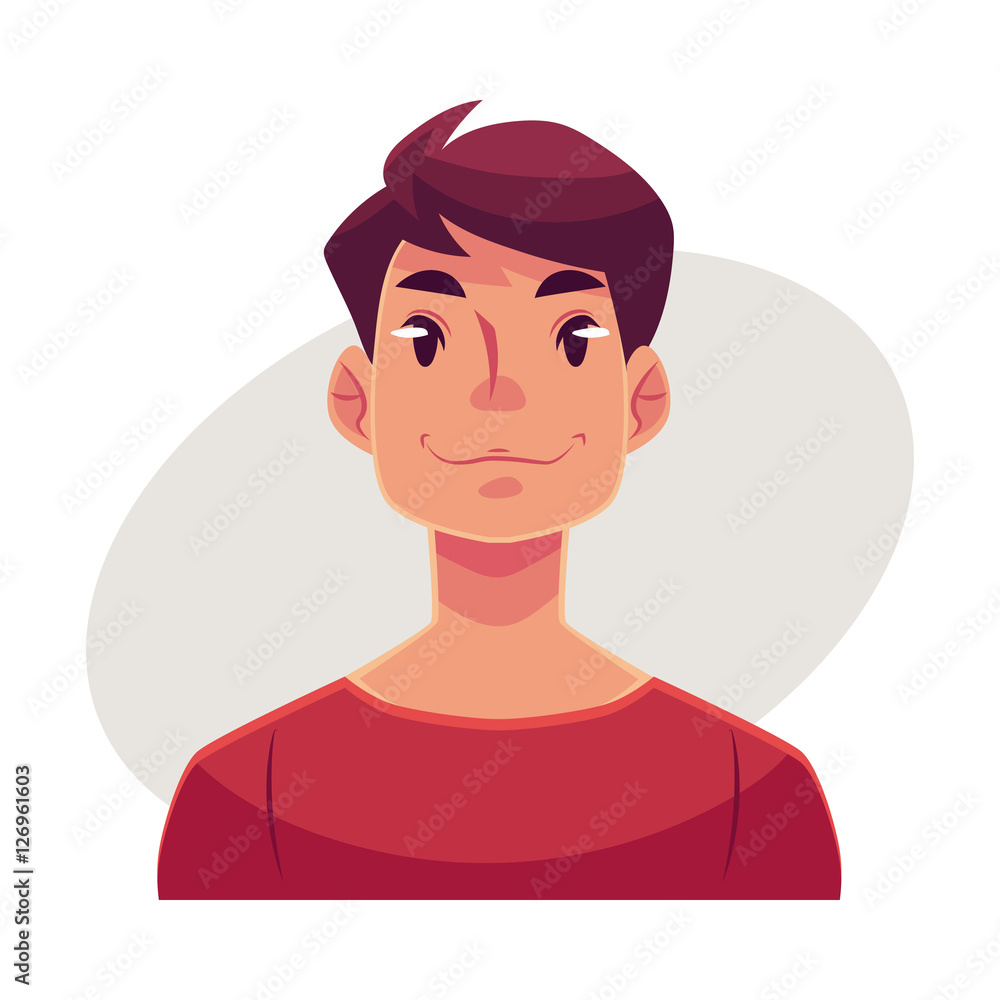 Young man face, neutral facial expression, cartoon vector illustrations ...