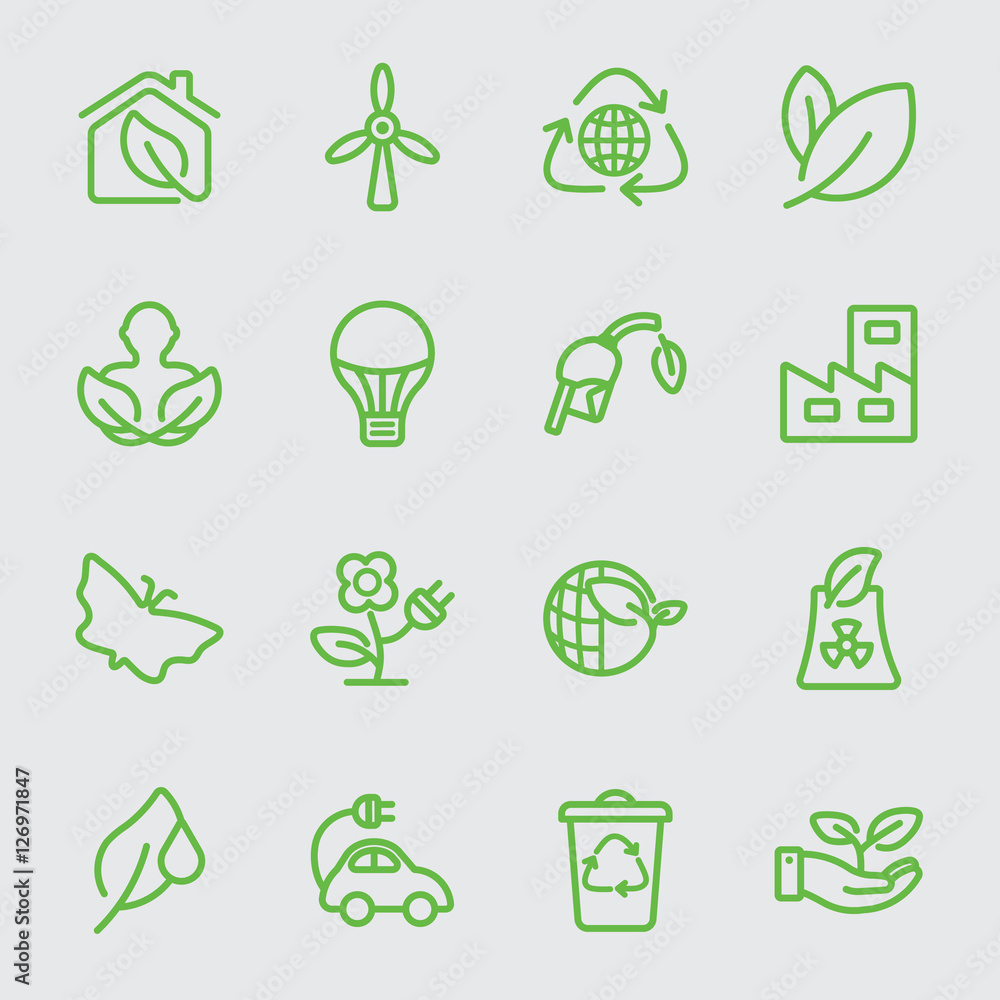 Ecology green line icon Stock Vector | Adobe Stock