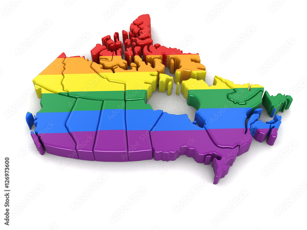 Map of Canada with LGBT flag. Image with clipping path. Stock ...